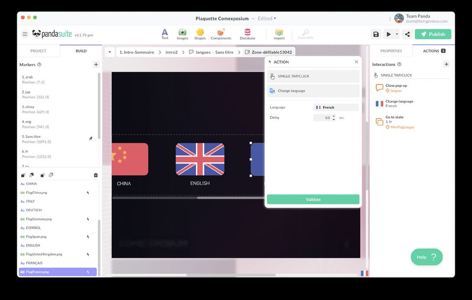 Interactive actions | PandaSuite Docs