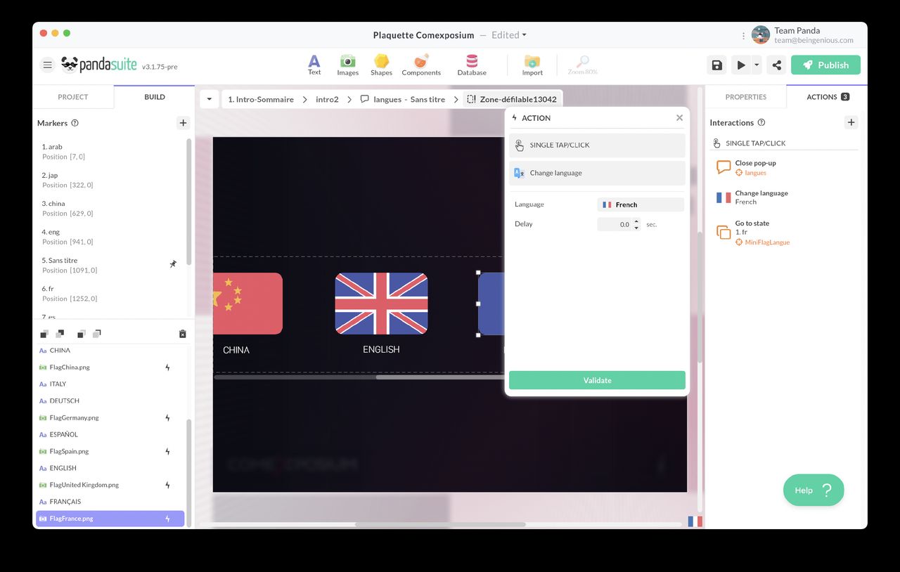 Interactive actions | PandaSuite Docs
