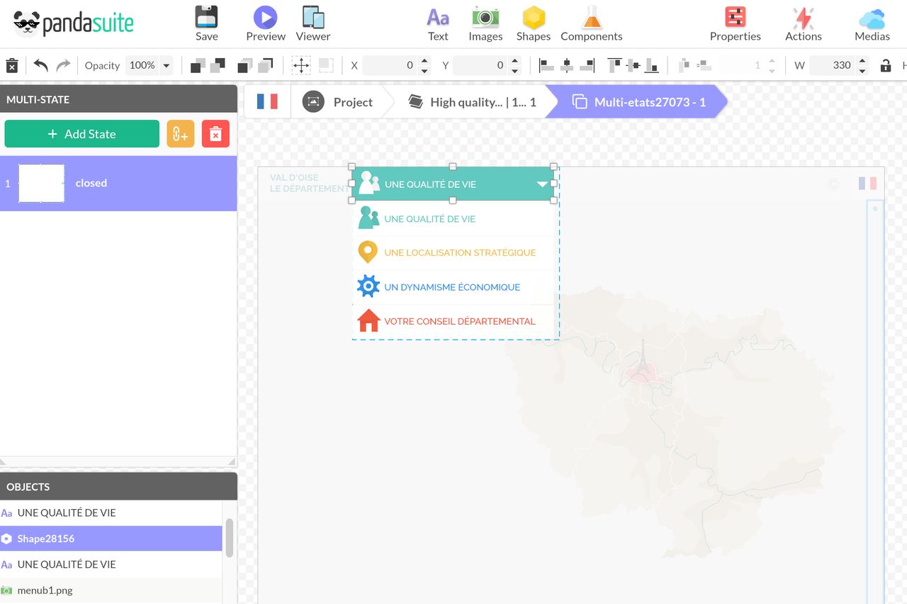 Drop-down menu | PandaSuite Docs