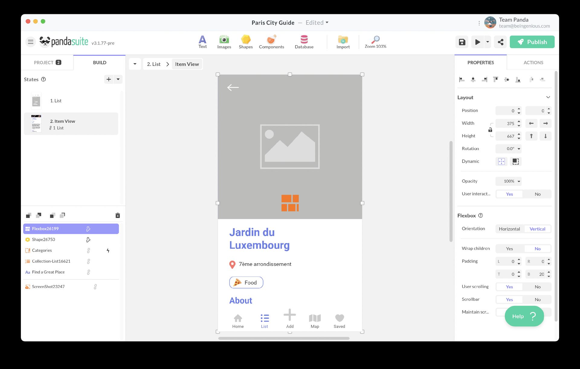 Dynamic page from collection item | PandaSuite Docs