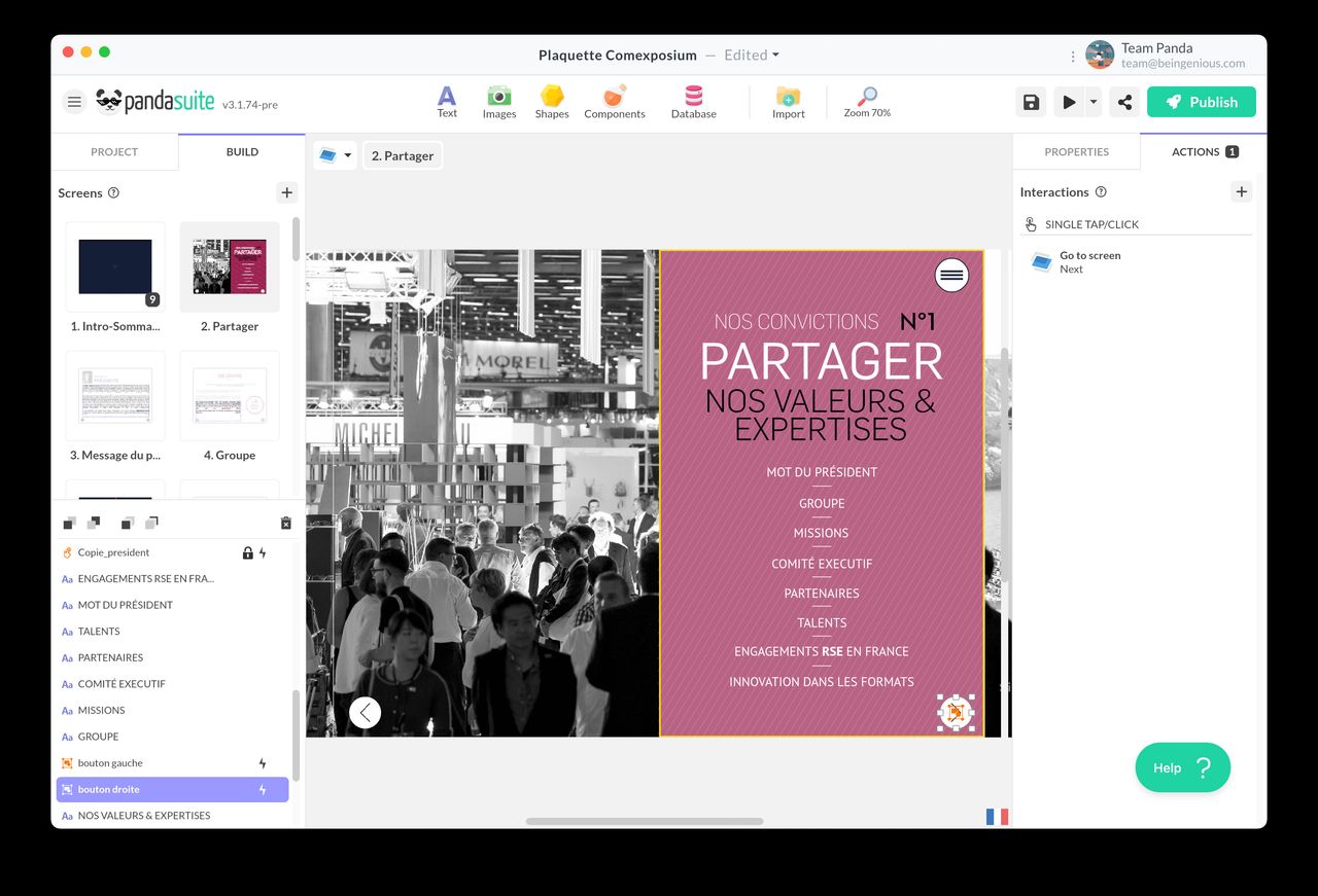Interactive actions | PandaSuite Docs