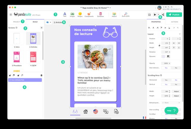 The interface of PandaSuite Studio | PandaSuite Docs