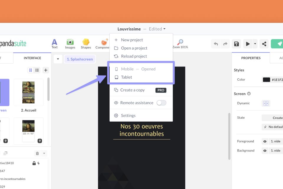 Create a new layout | PandaSuite Docs