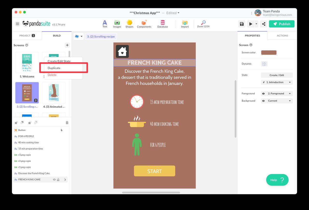 Screens | PandaSuite Docs