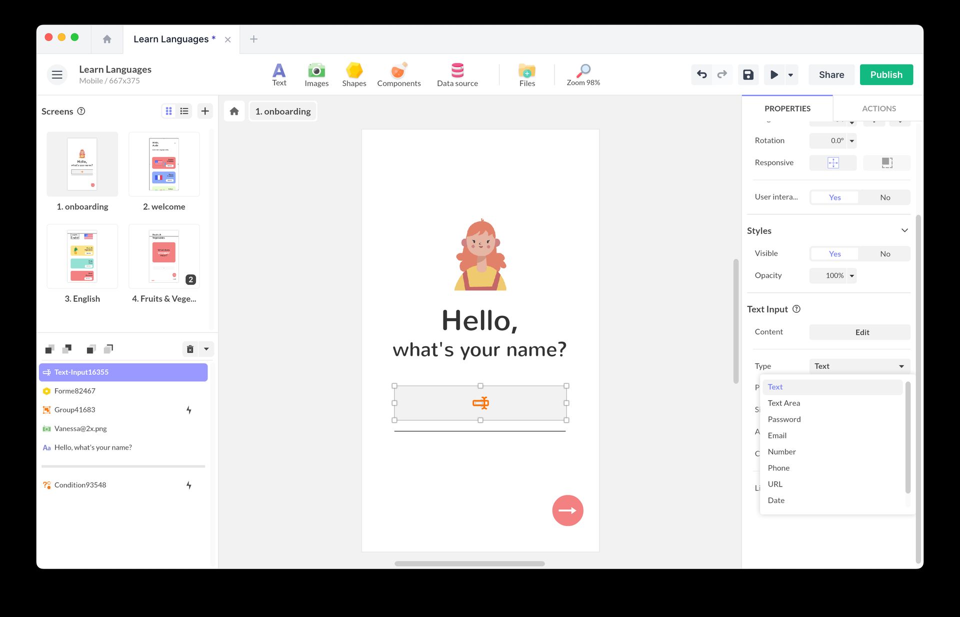 Text Input | PandaSuite Docs